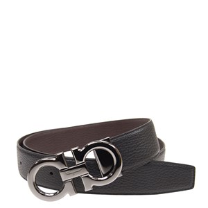 NEW FERRAGAMO BELT 679710 BLACK LEATHER 115CM