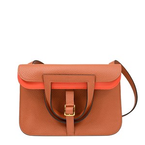 全新 HERMES 愛馬仕 手袋 HALZAN 25 6C/9T 單肩包/斜挎包/手提包 馬蹄包 古銅色