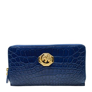 NEW TARDINI LONG ZIPPER WALLET MAT BLUE GP WALLET ALLIGATOR BLUE
